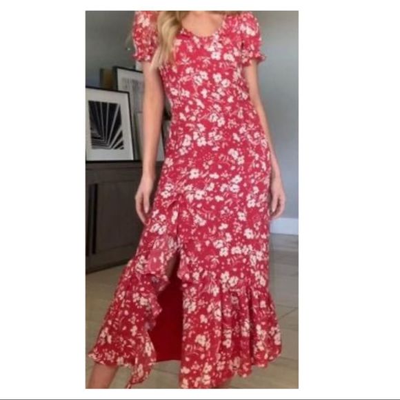 Dress Forum | Dresses | Red Floral Flirty Midi Dress | Poshmark